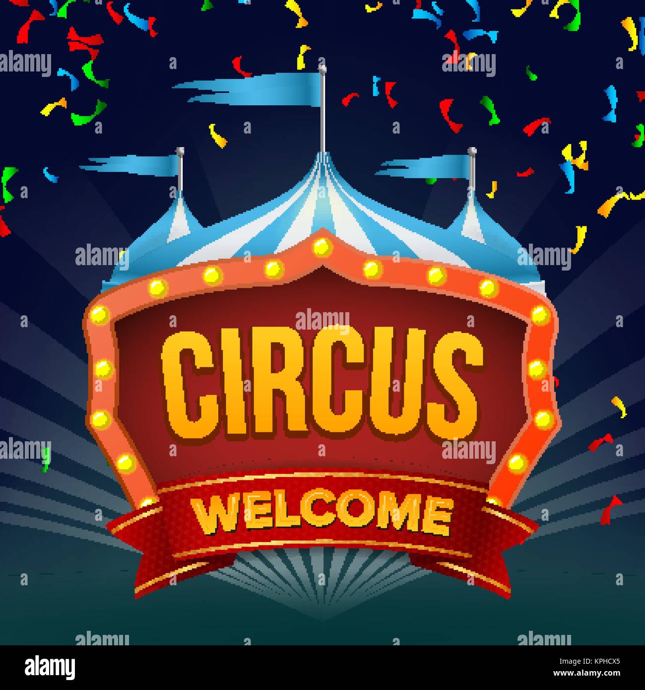 Circus Sign Vector. Fun Amusement Performance. Flat Illustration Stock ...