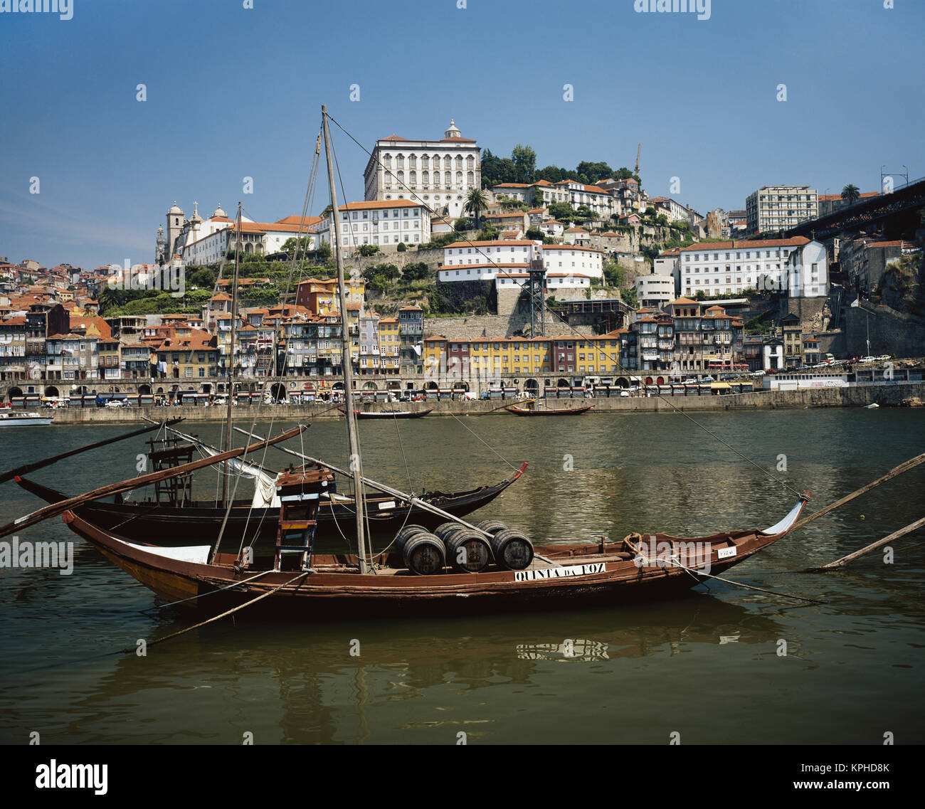 Portugal, Porto, Boat with wine barrels on the Douro river (Large ...