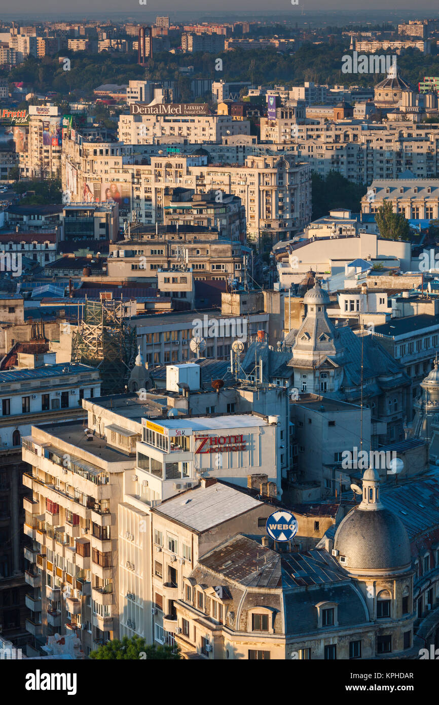 Romania, Bucharest, Lipscani, Old Town, elevated view, dawn Stock Photo ...
