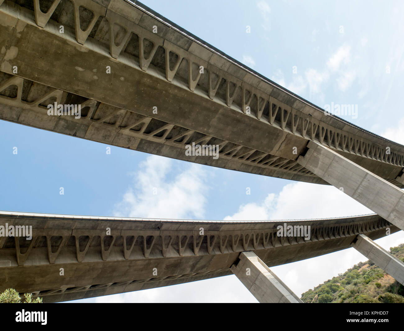Airway bridge of concrete structure supported by pillars Stock Photo ...