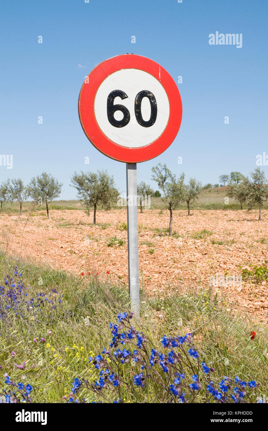 Speed limit sign 60 hi-res stock photography and images - Alamy