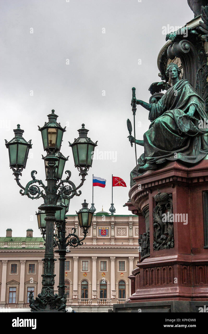Light pole. Russian state building. Saint Petersburg, Russia Stock ...