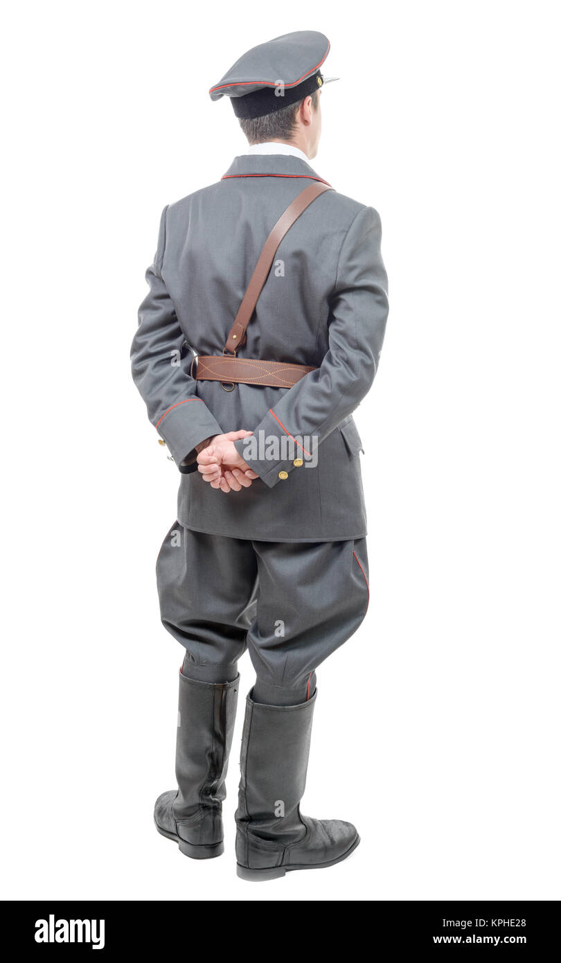 portrait of a young officer of the Soviet army, isolated on white Stock ...