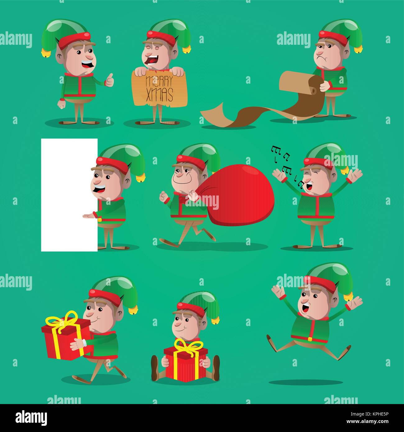 Set of Christmas Elf. Vector cartoon character illustration Stock ...