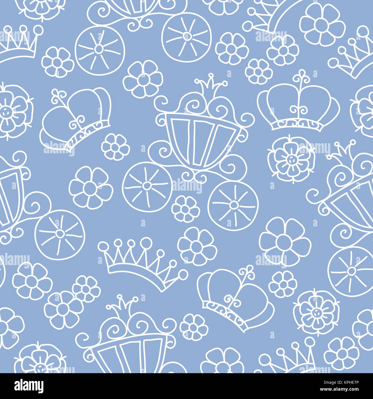 Hand drawn vector seamless princess pattern Stock Photo - Alamy