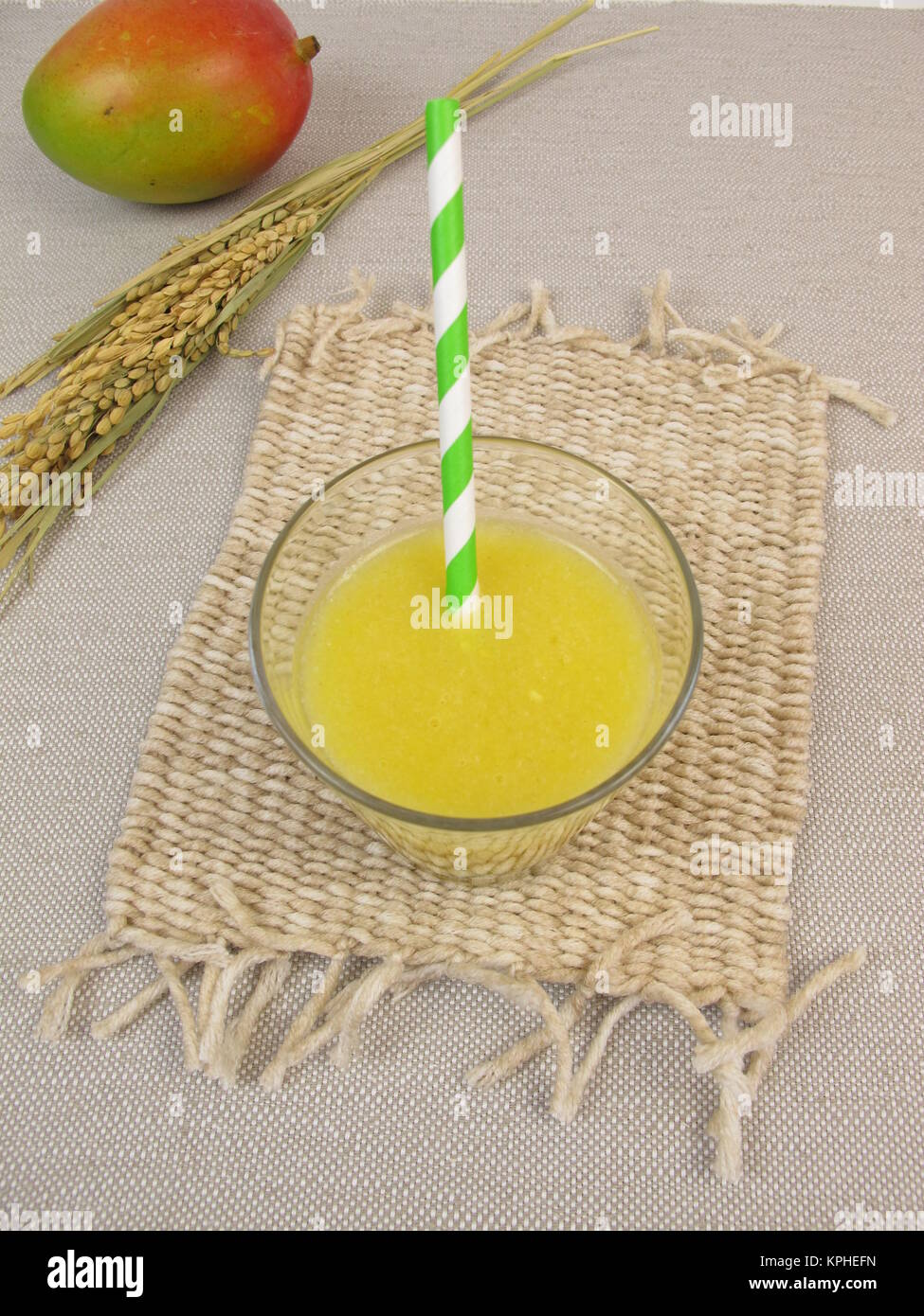 Mango Smoothie with Rice Milk Stock Photo - Alamy