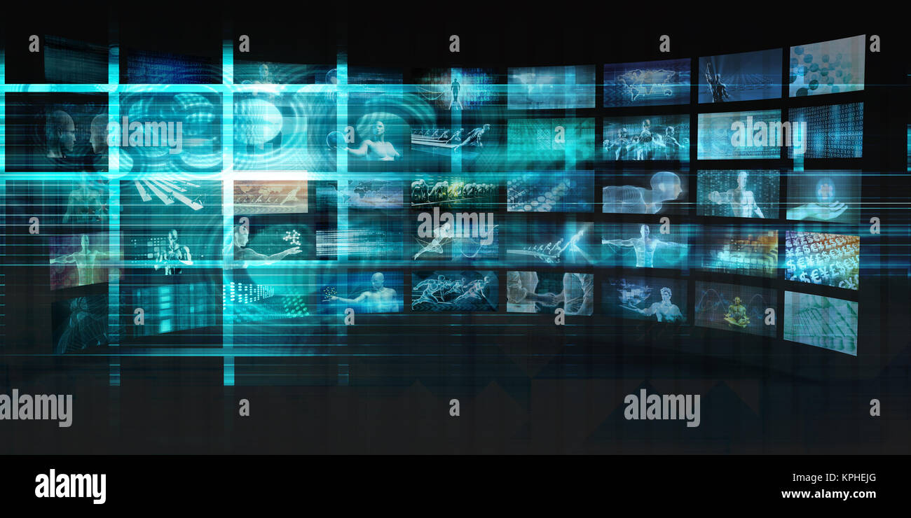 Digital Entertainment and Streaming Broadcast Technology Art Stock ...