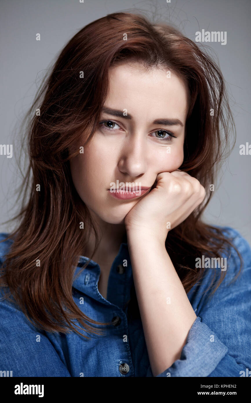 The portrait of a beautiful sad girl closeup Stock Photo - Alamy