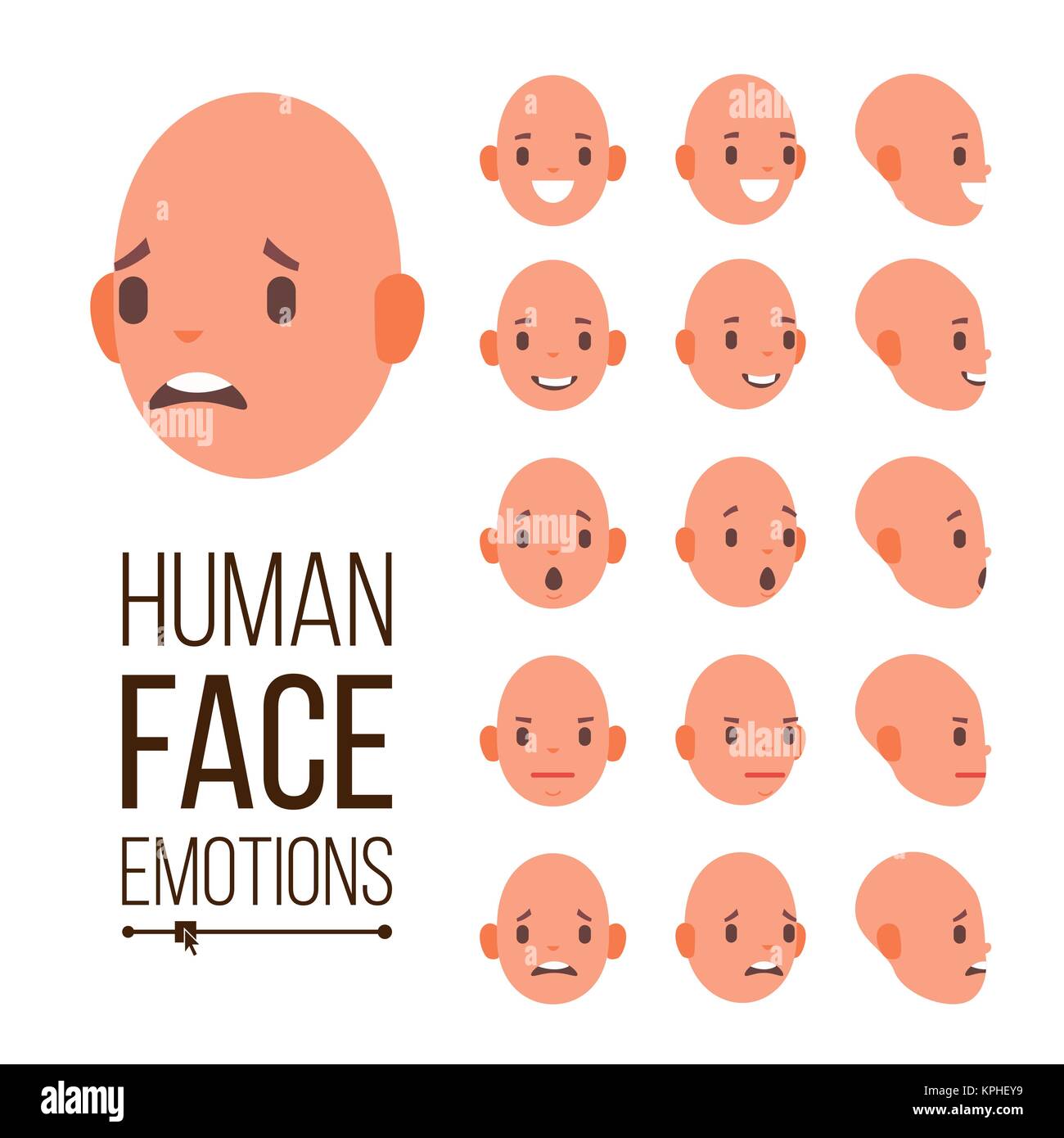 Human Emotions Vector. Face Smiling, Angry, Surprised, Laughing ...