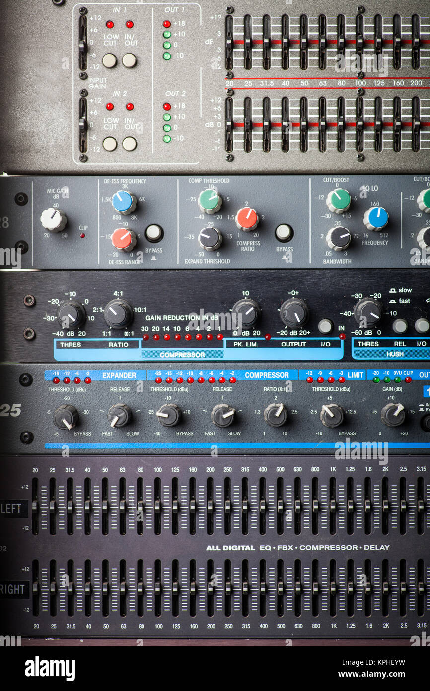 Buttons in sound studio Stock Photo - Alamy