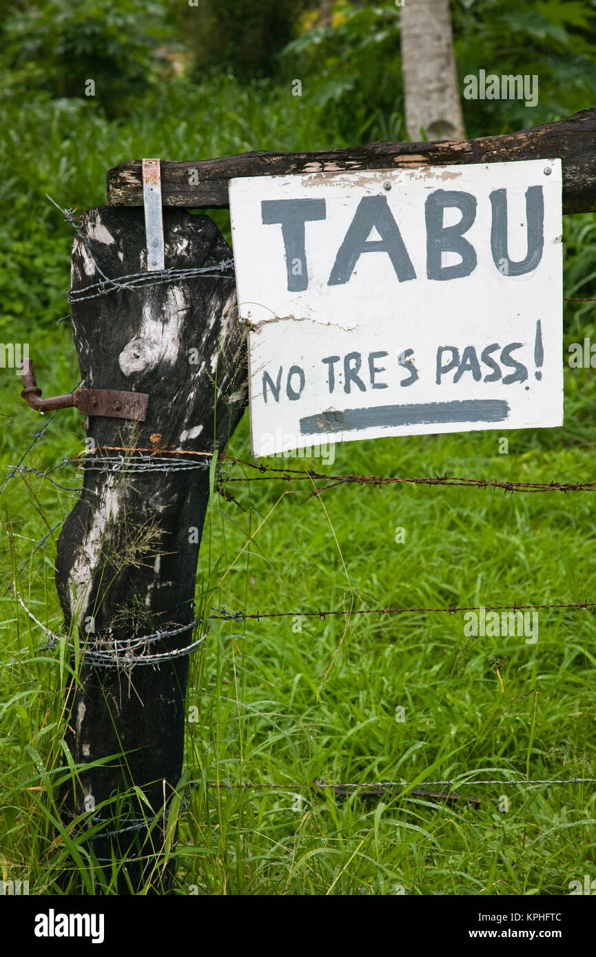 Vanuatu, Efate Island, ERUETI LEP. Tabu, No tresspassing sign Stock ...