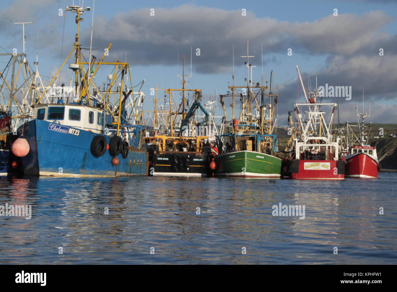 Trawler Fishing boats in Peel harbour, Isle of Man, United Kingdom ...