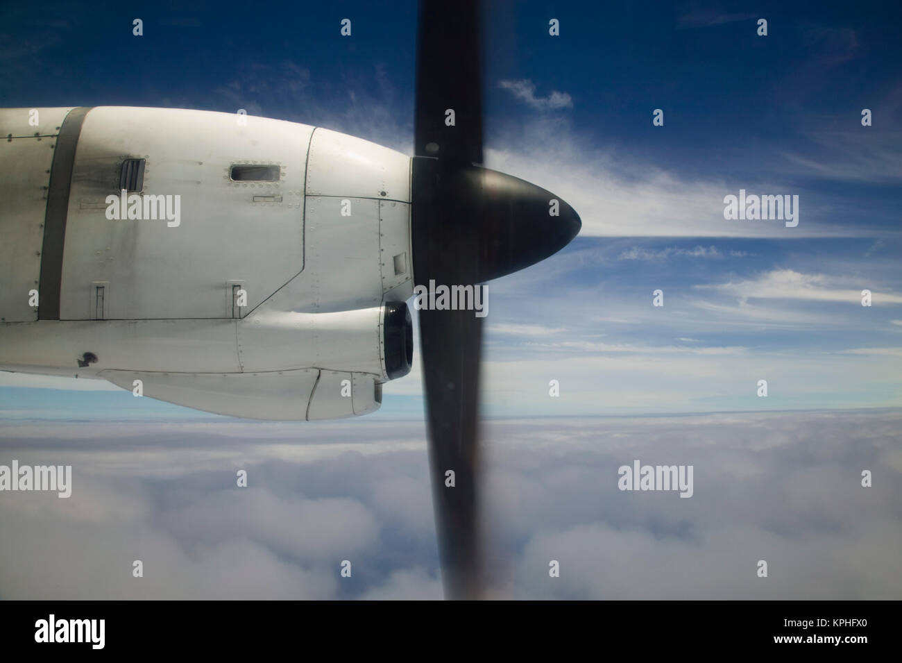 Vanuatu, Tanna Island, Lenakel. View from turbo-prop airliner window ...