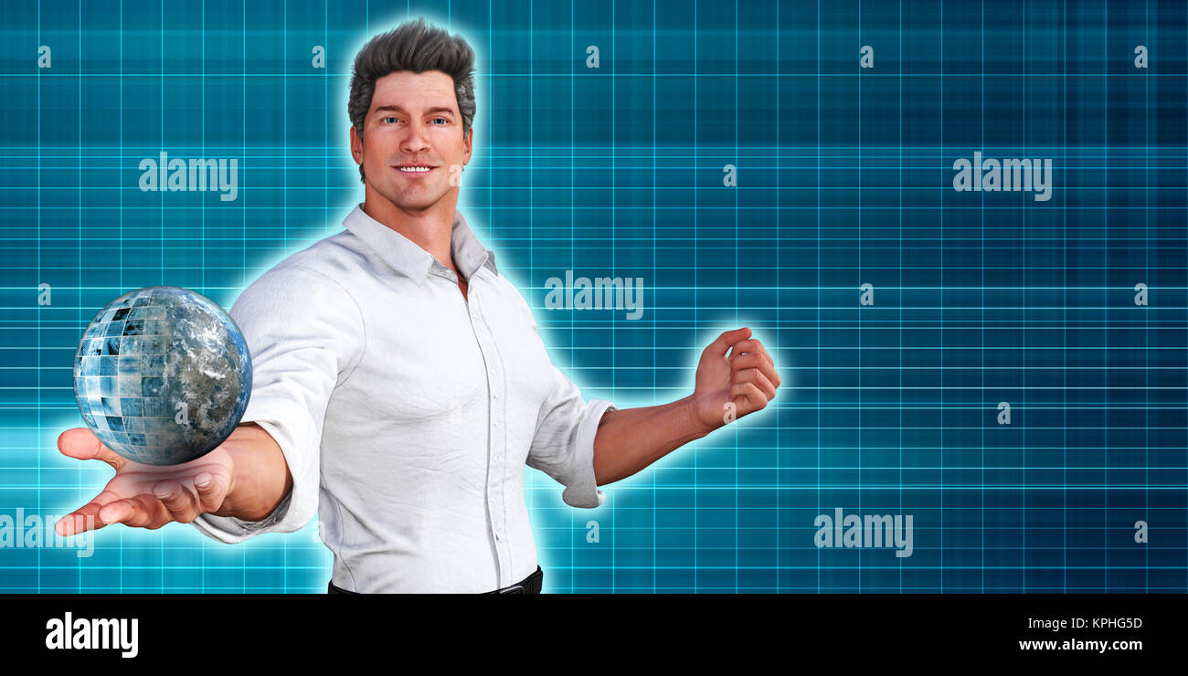 Man Presenting a Business Technology Solution Stock Photo - Alamy