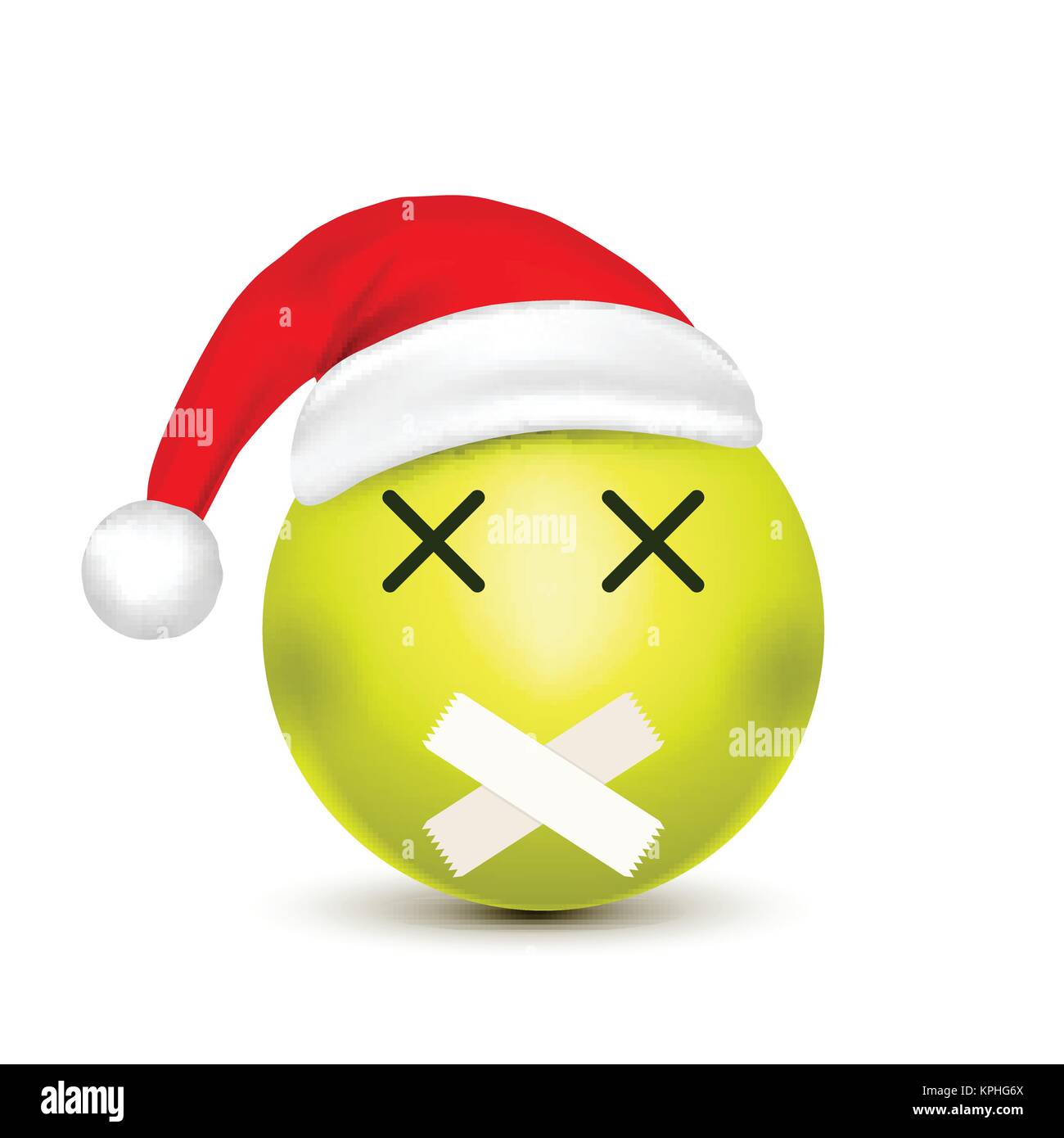 Smiley,emoticon. Green emoji, face with emotions and Christmas hat. New ...