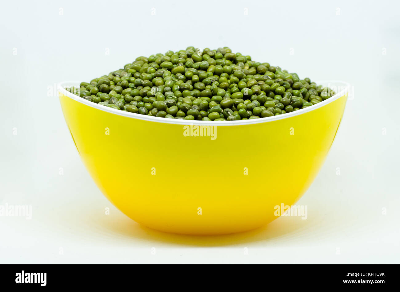 Mung beans in yellow bowl isolated on white background. also known as ...