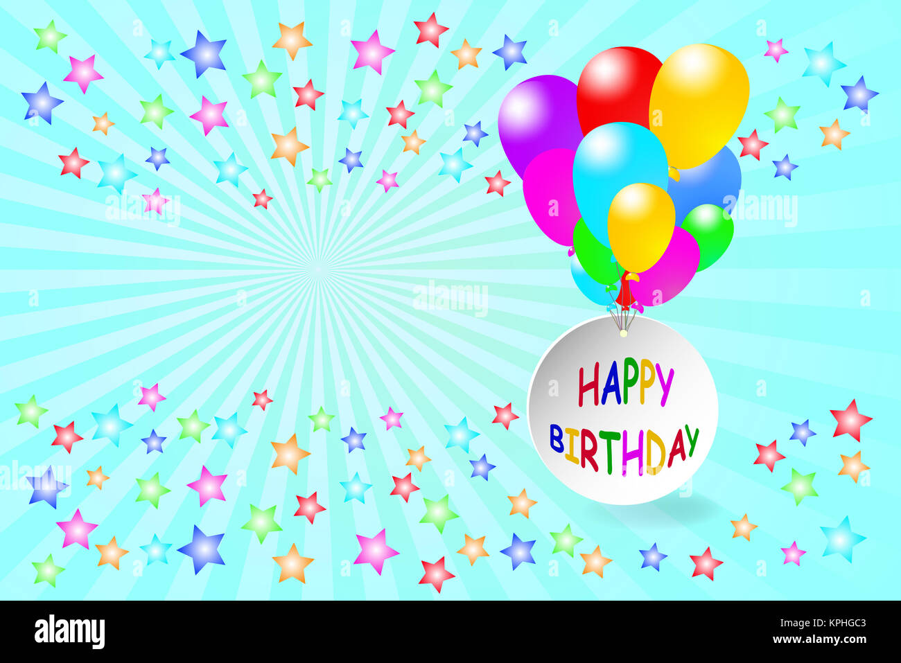 Happy Birthday card in blue color Stock Photo - Alamy
