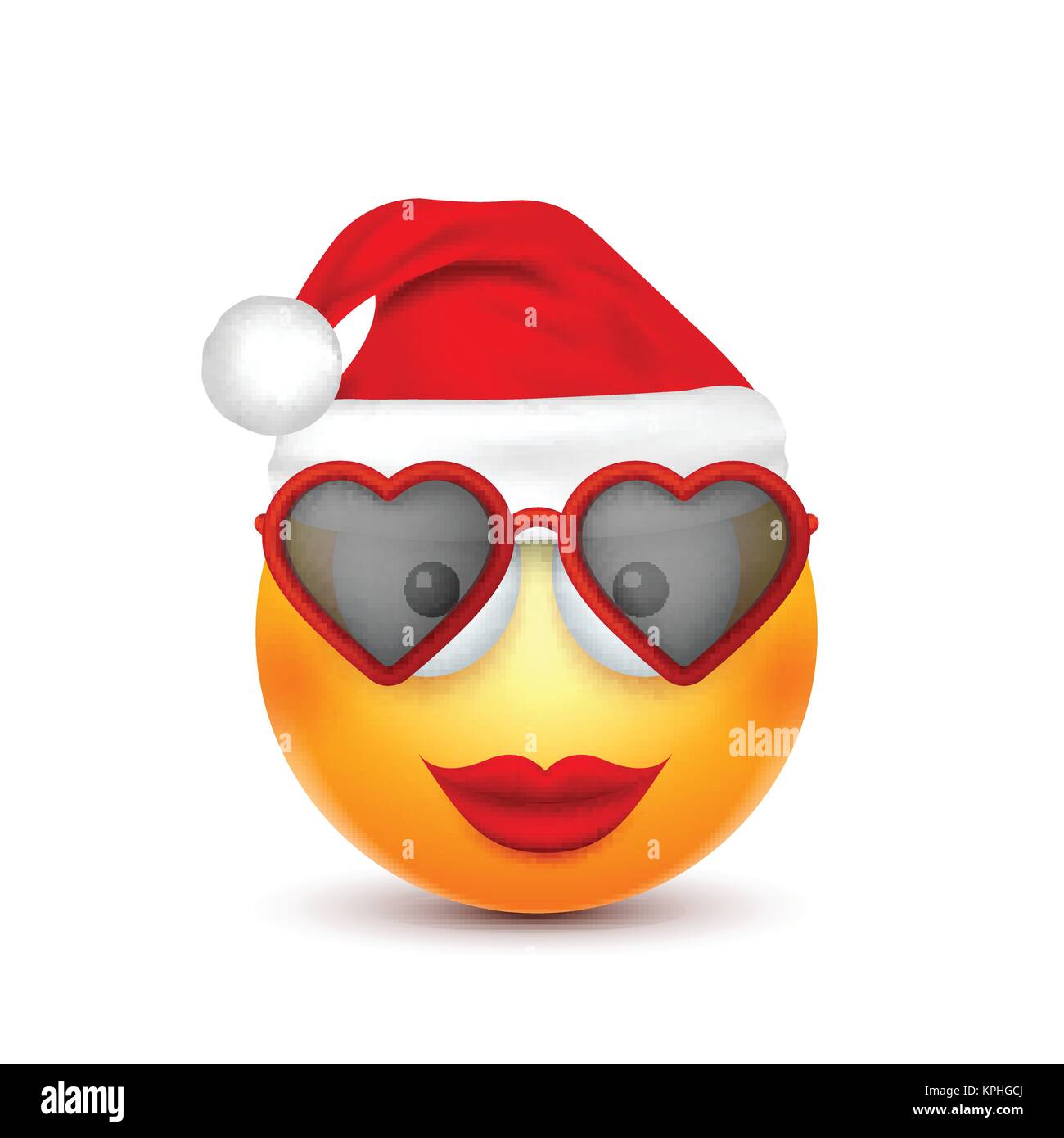 Smiley,emoticon. Yellow emoji, face with emotions and Christmas hat ...