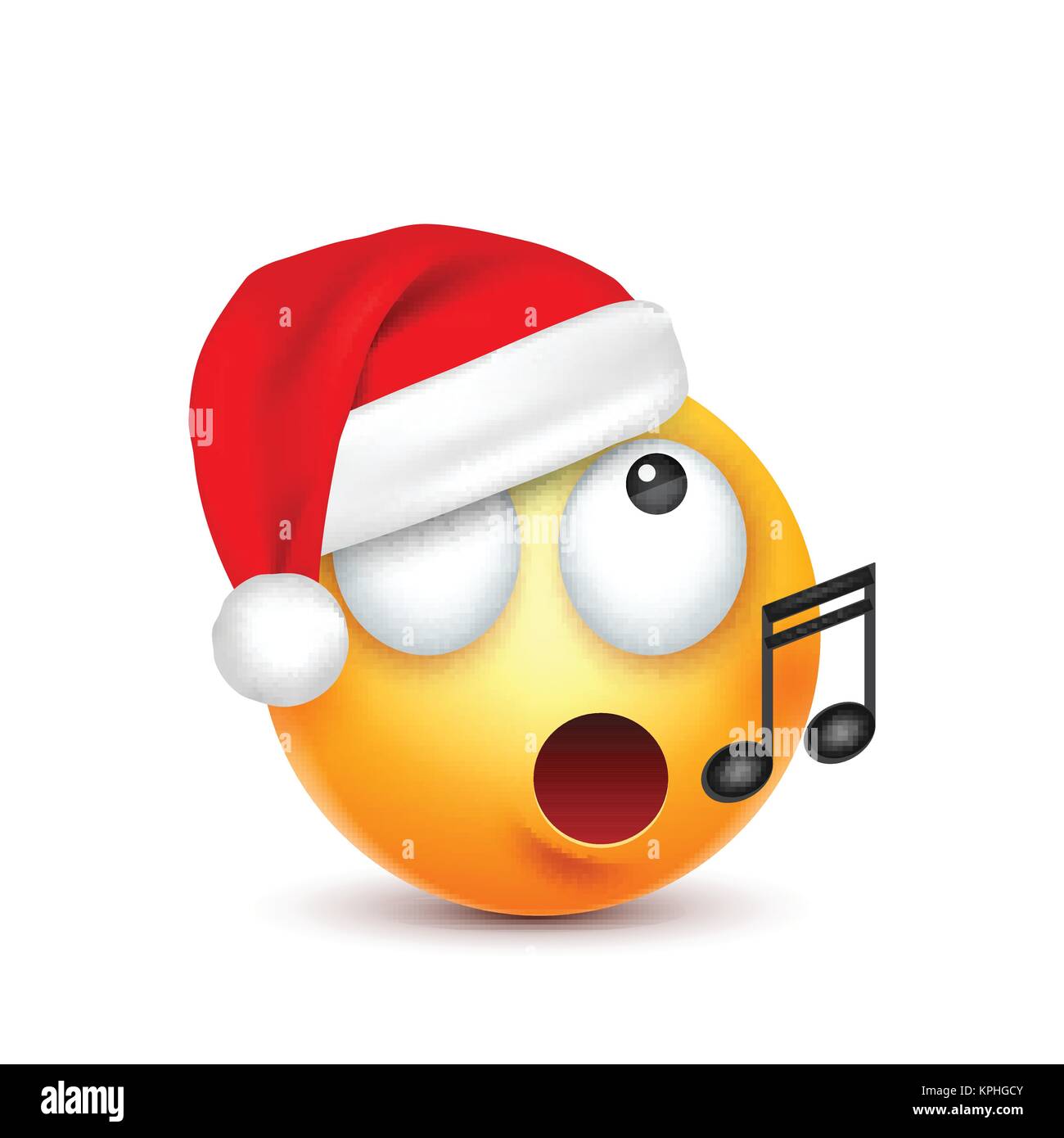 Smiley,emoticon. Yellow emoji, face with emotions and Christmas hat ...