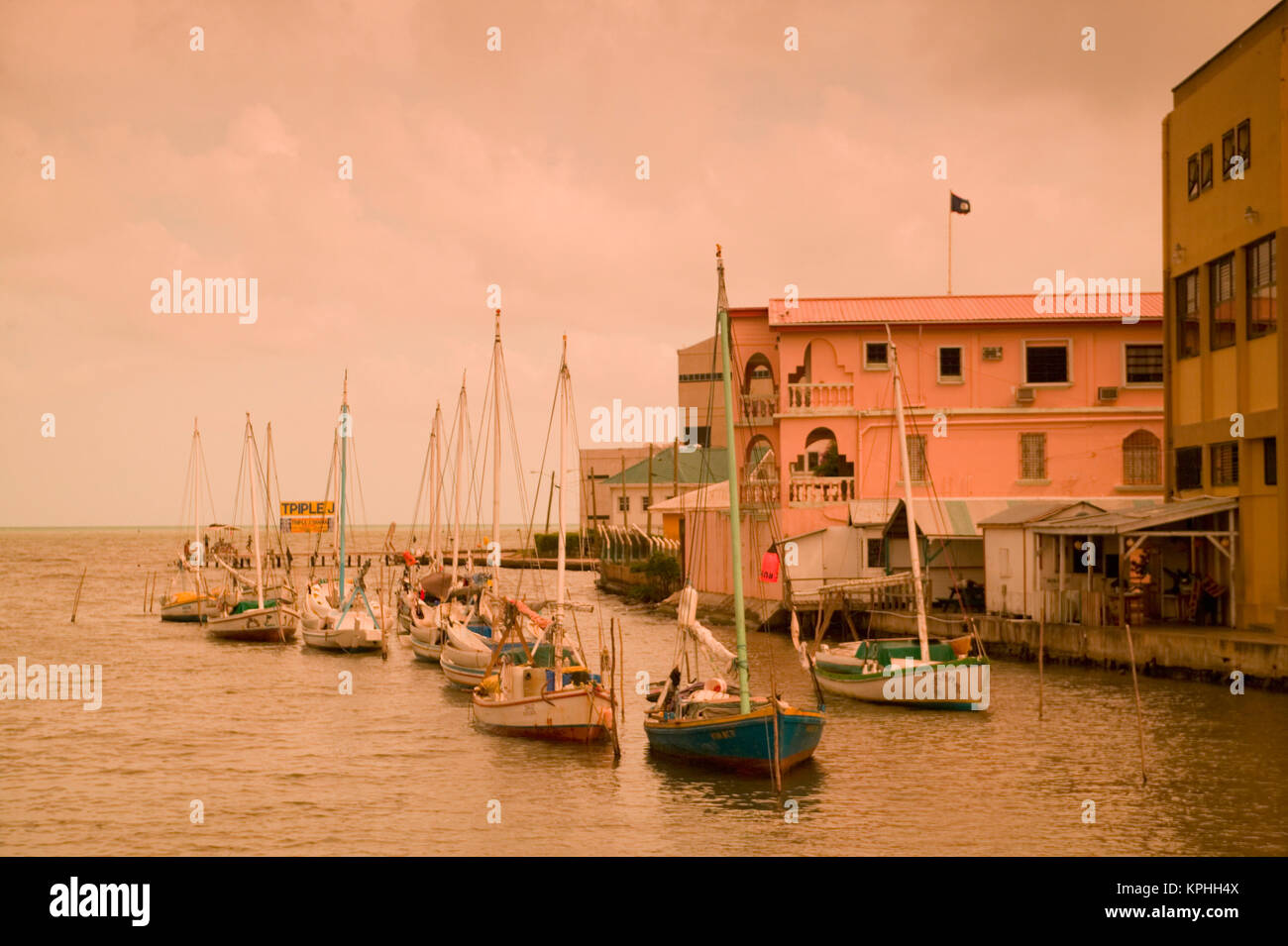Waterfront Canal, Belize City, Belize Stock Photo - Alamy