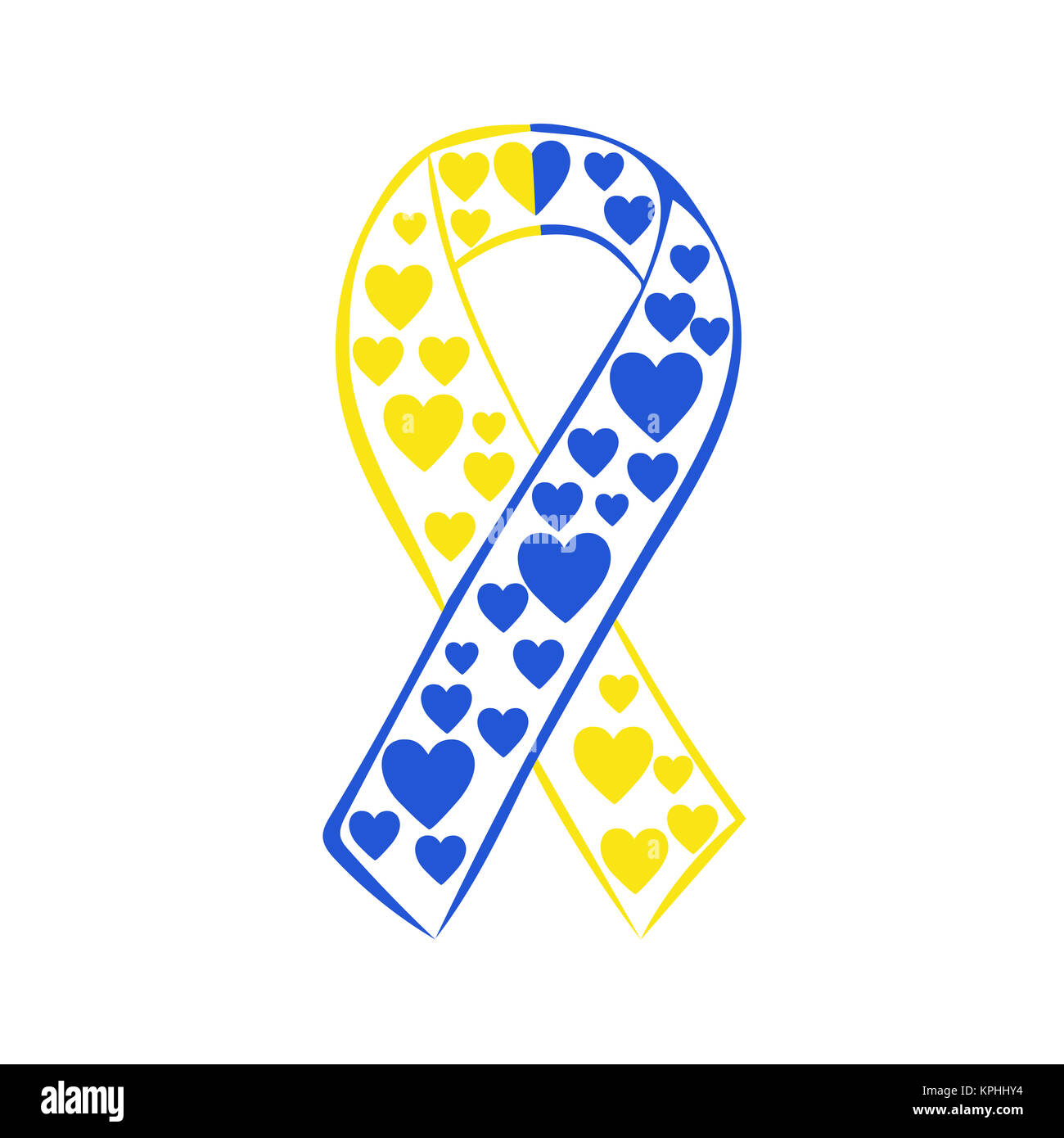 World down syndrome day yellow blue ribbon Stock Photo - Alamy