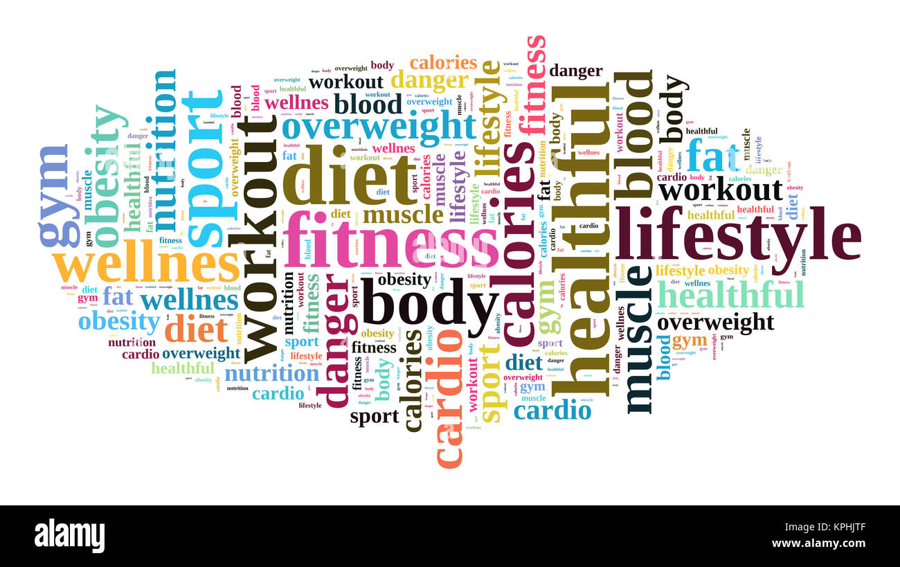 Word cloud related to health life Stock Photo - Alamy