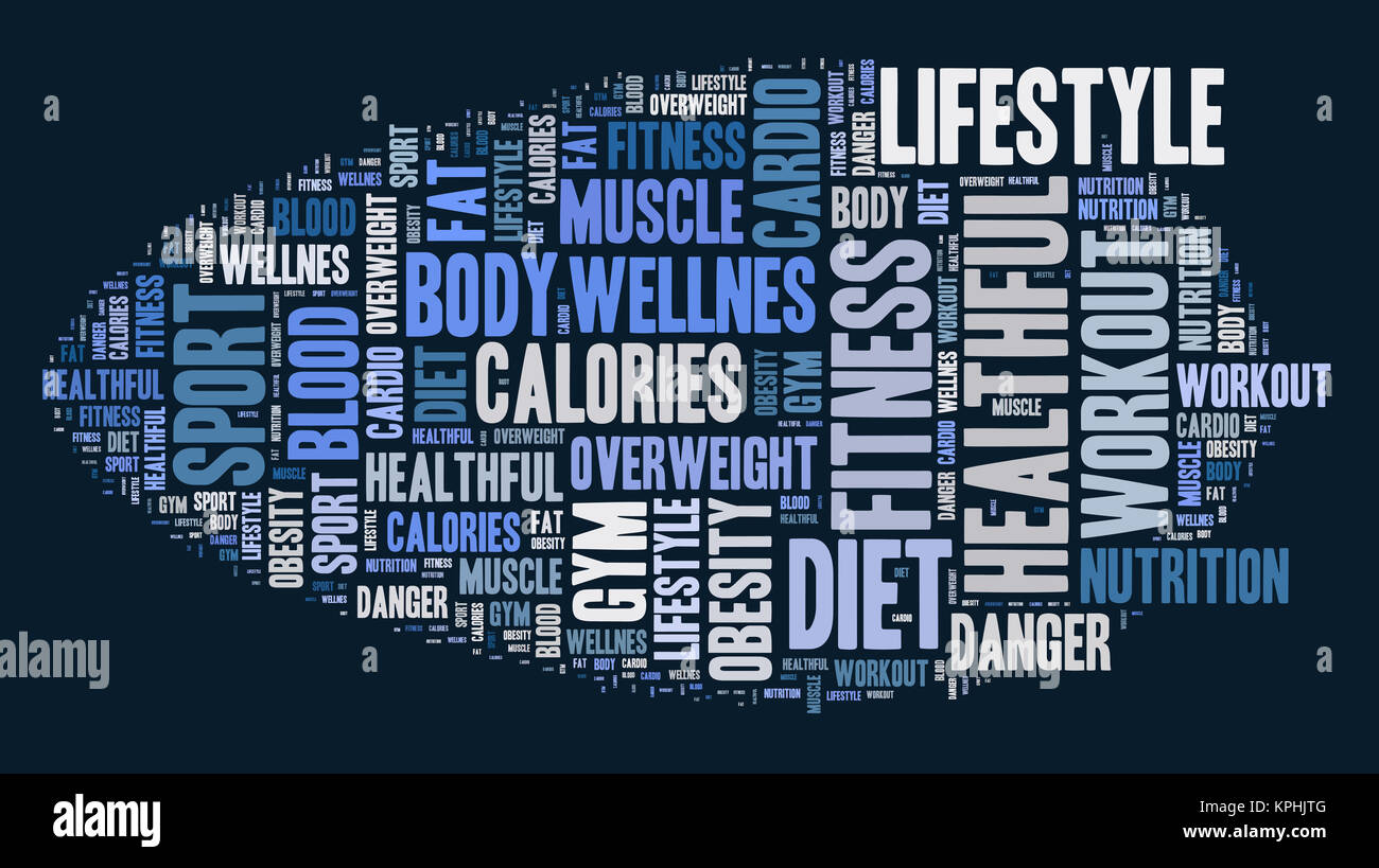 Word cloud related to health life Stock Photo - Alamy