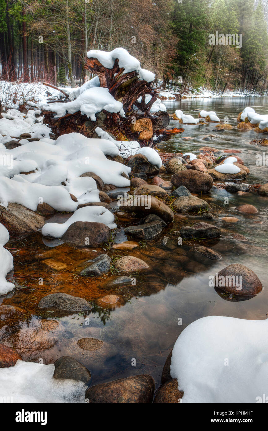 Merced River rocks. Yosemite, California, US Stock Photo - Alamy