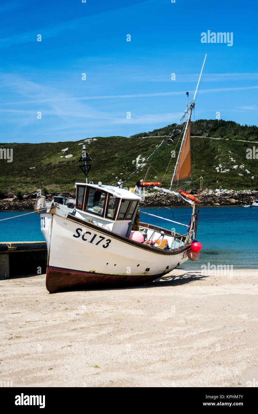 Fishing Boat on Bryher, Scilly Isles Stock Photo - Alamy