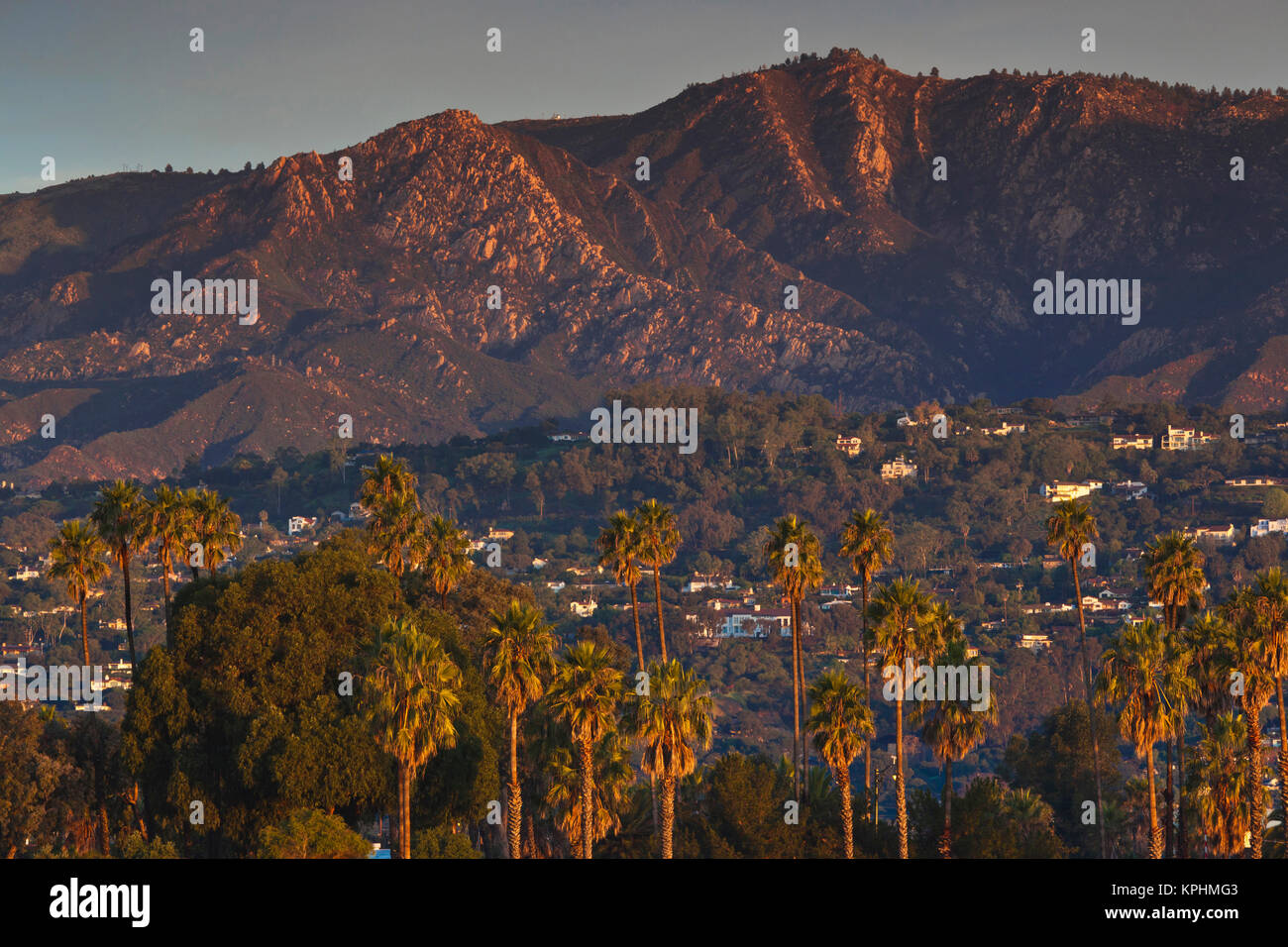 USA, California, Southern California, Santa Barbara, hillside, dawn ...