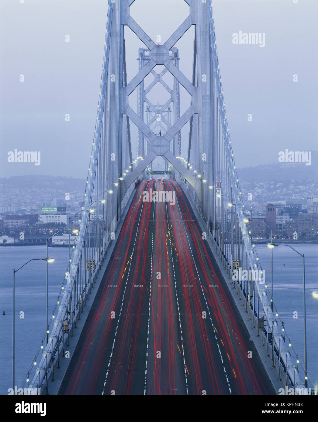 USA, California, San Francisco, Morning traffic on Oakland Bay Bridge ...