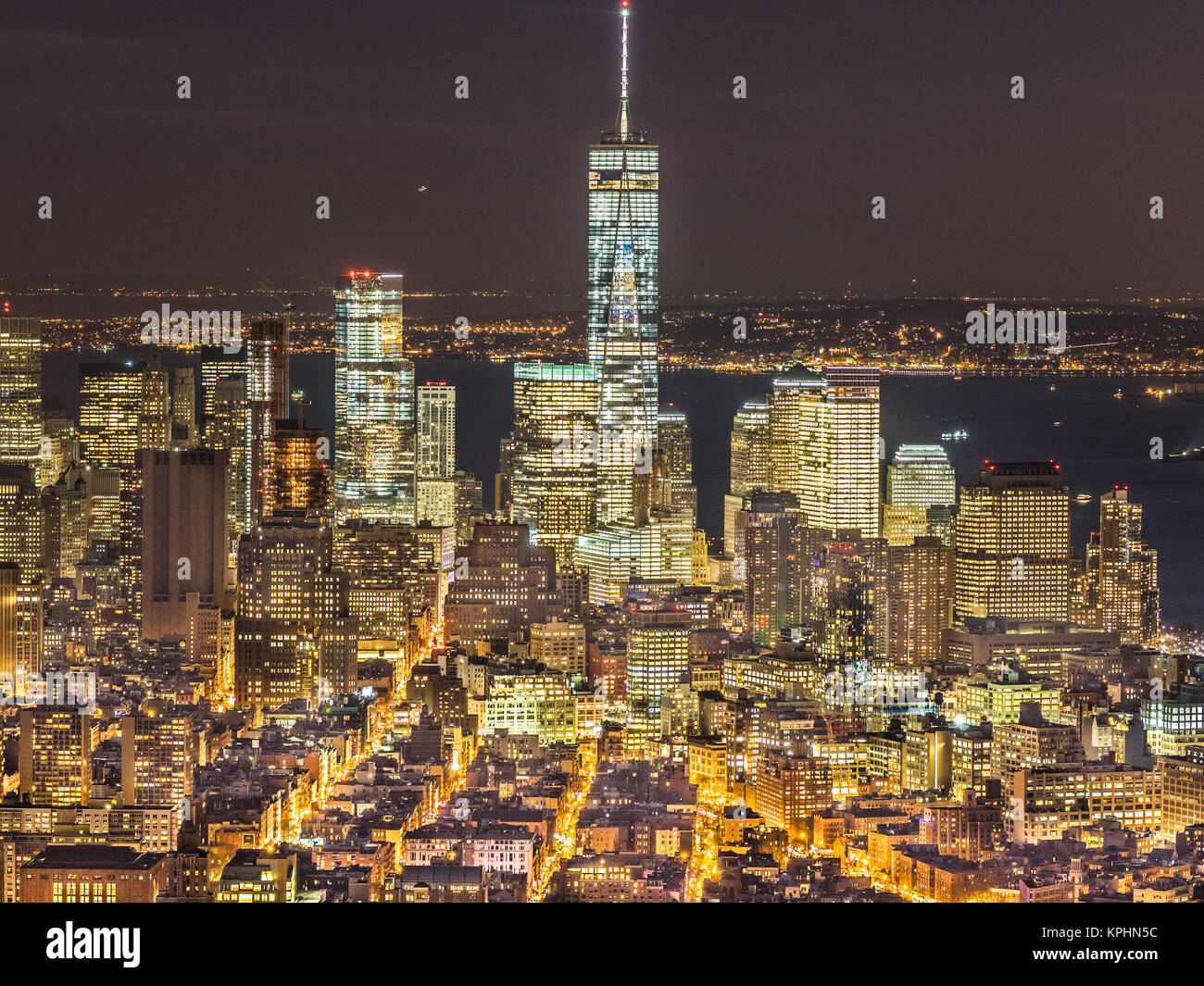 Lower manhattan seen from the distance Stock Photo - Alamy
