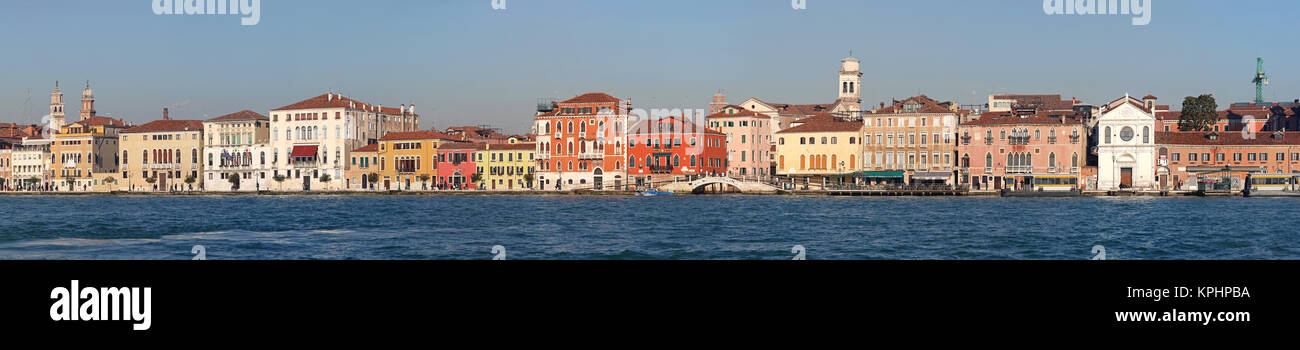 VENICE, ITALY - DECEMBER 19: Panorama of Giudecca Canal Houses in ...