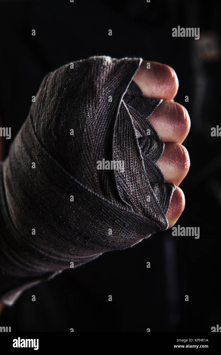 Close-up hand of muscular man with bandage Stock Photo - Alamy