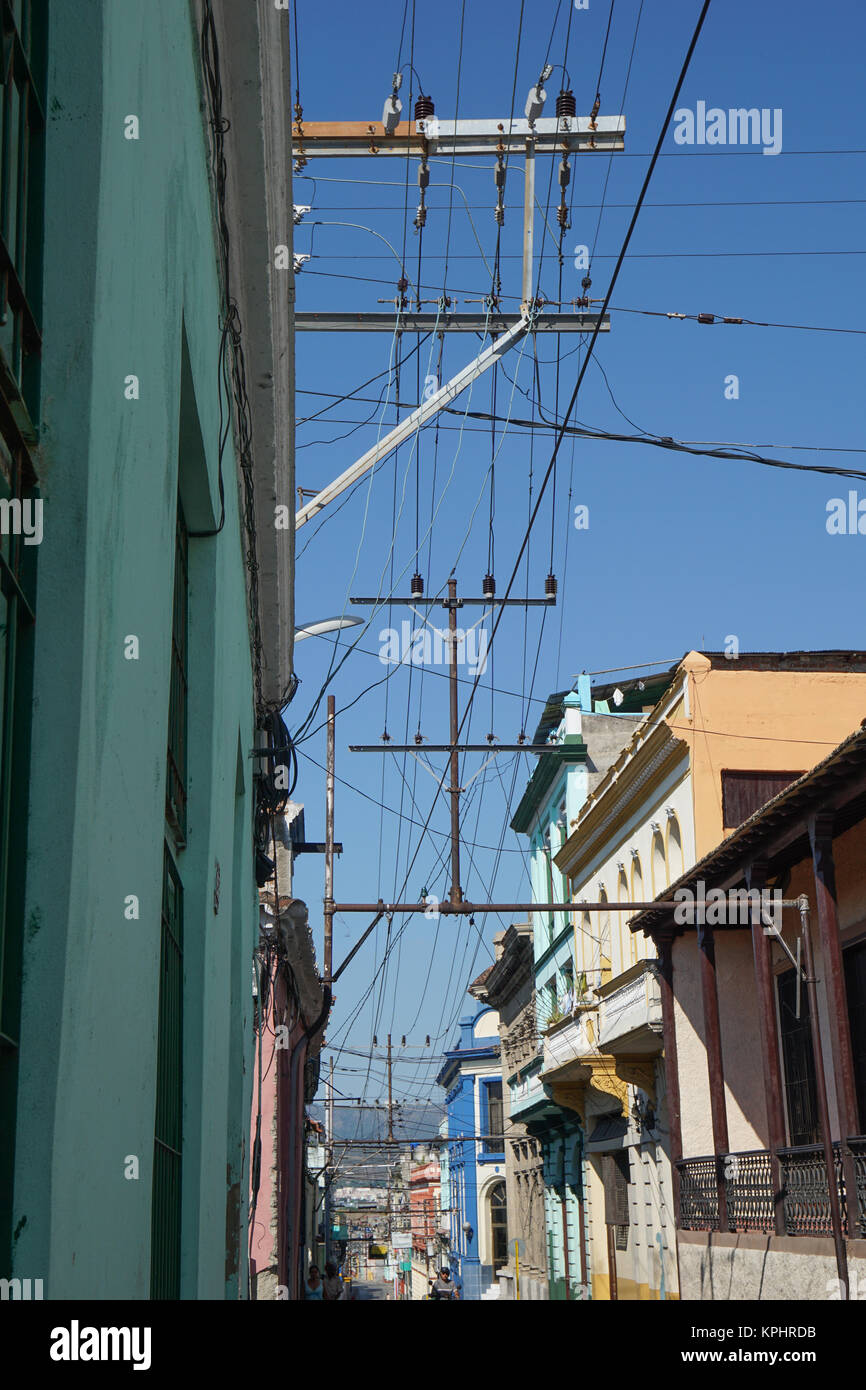 house wall with power poles Stock Photo - Alamy