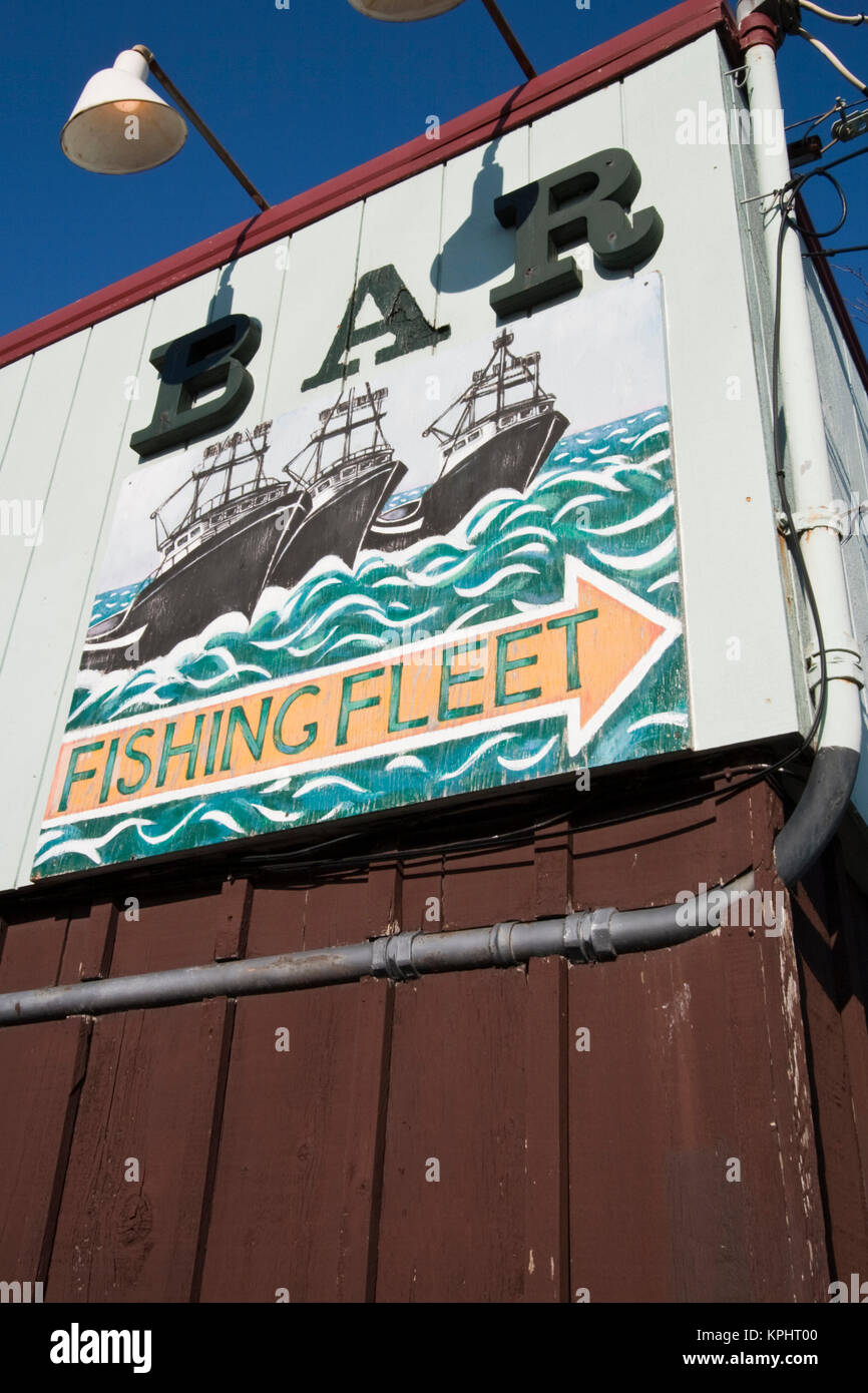 USA, New York, East Hampton. Fishing Fleet Bar sign, Montauk Stock ...