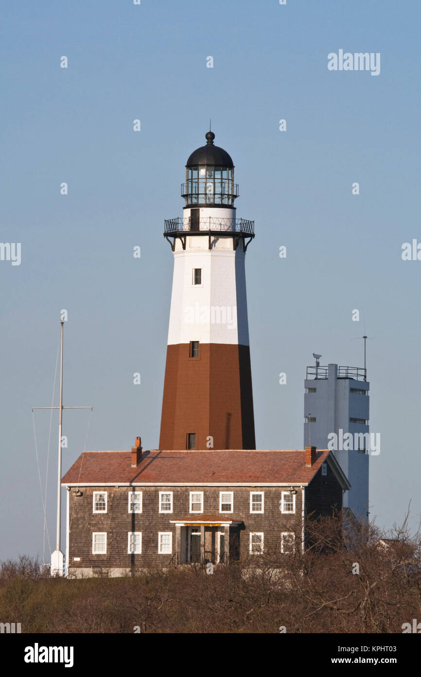 USA, New York, East Hampton. Montauk Point Lighthouse, sunset Stock ...