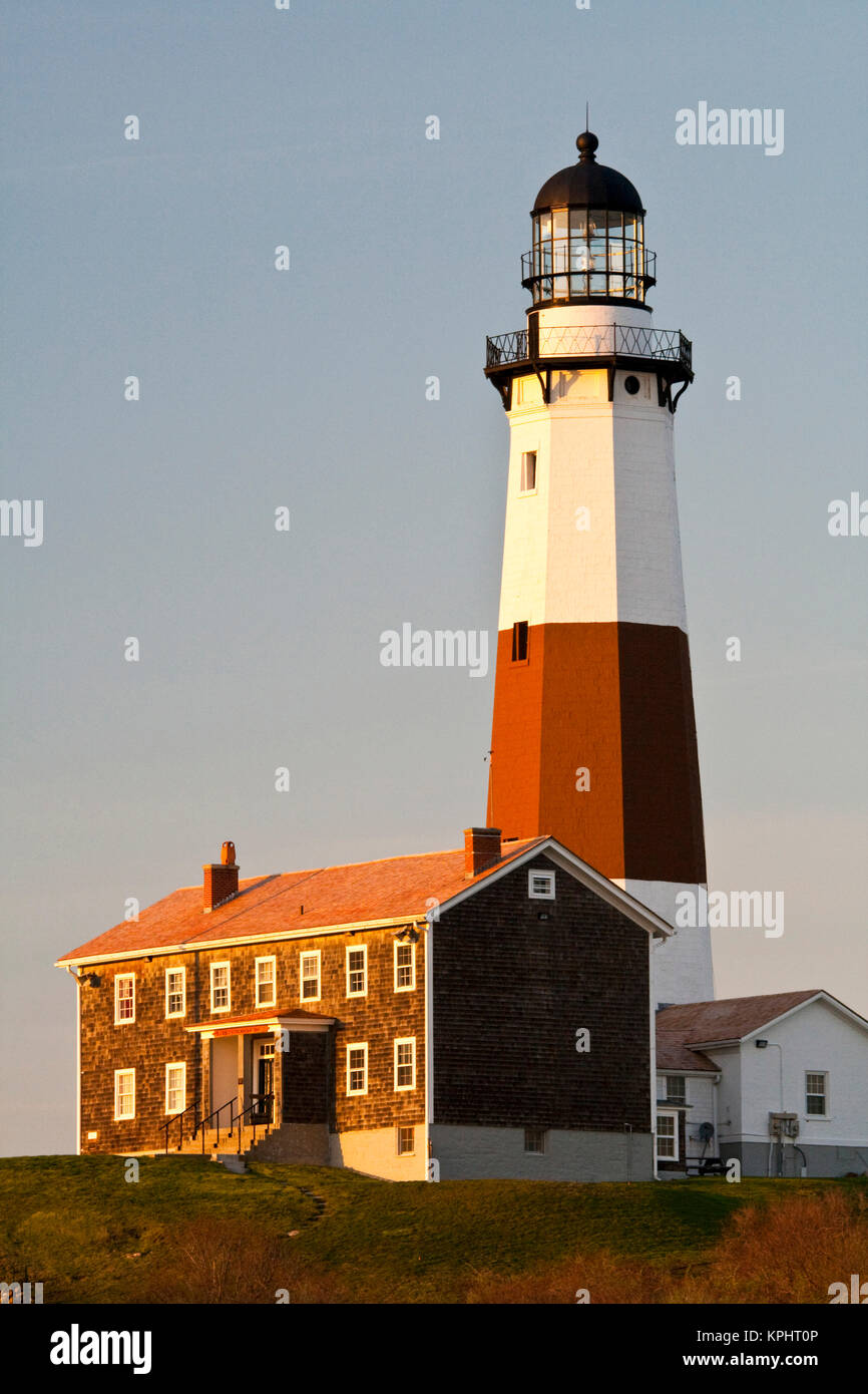 Montauk Point Lighthouse at sunset, Montauk Point State Park, Long ...
