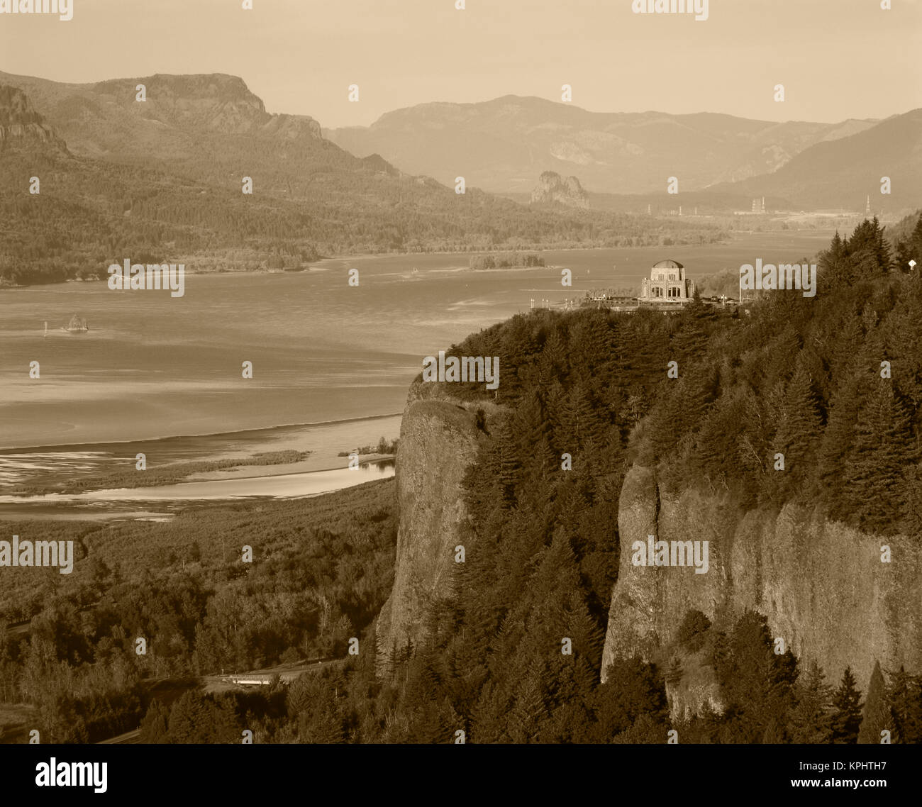 USA, Oregon, Columbia River Gorge, View of Crown Point (Large format ...