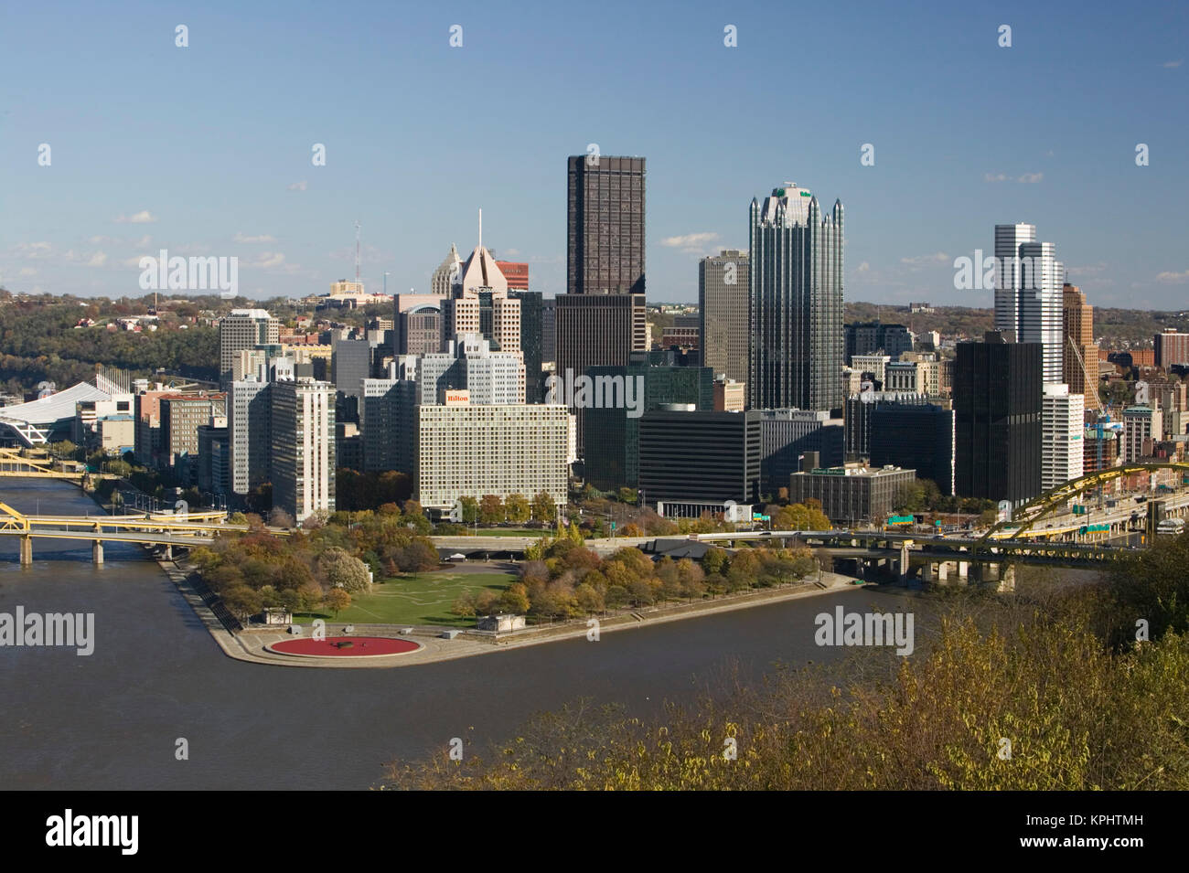 USA, Pennsylvania, Pittsburgh: Golden Triangle Downtown Area from Mt ...