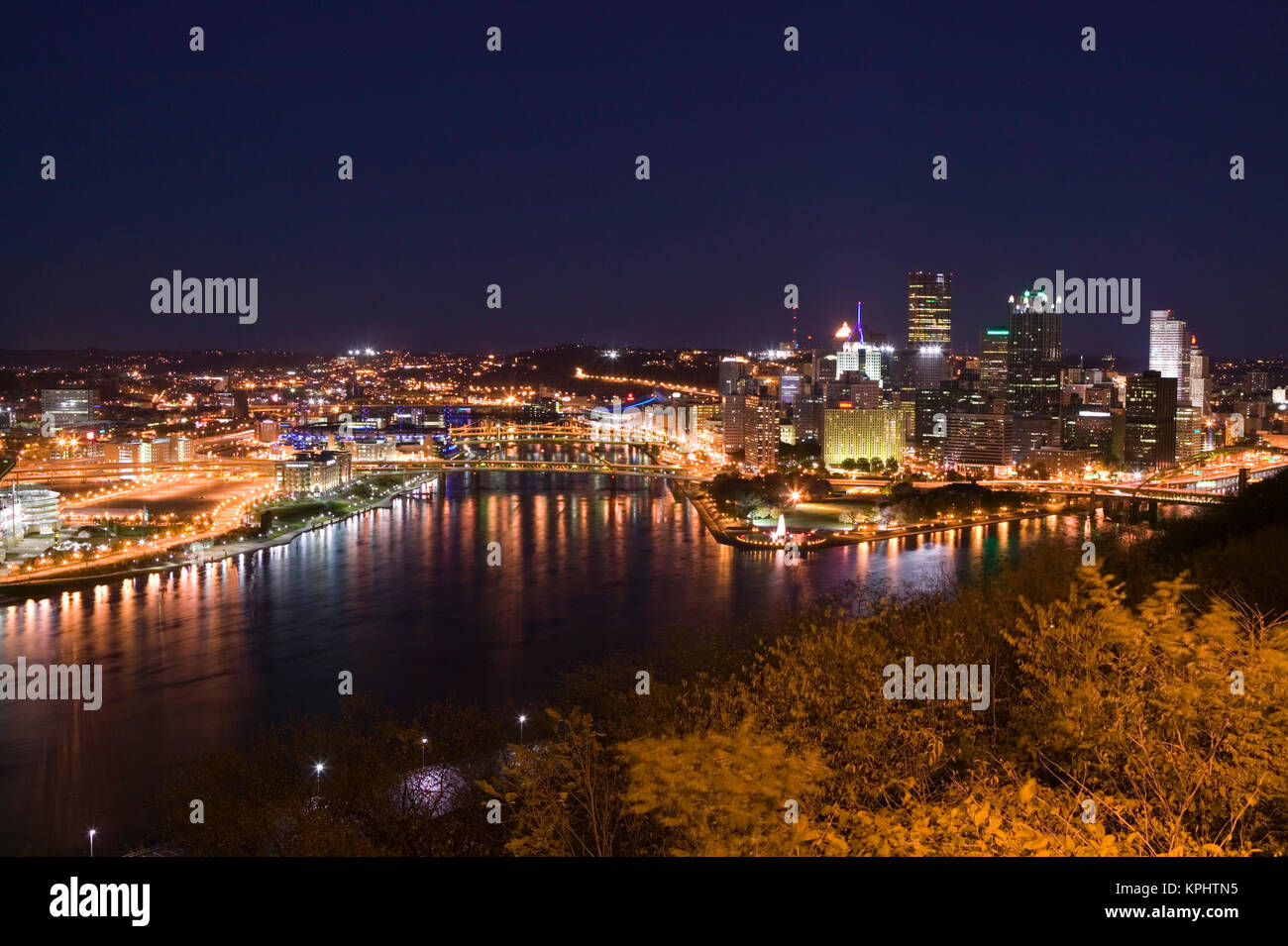 USA, Pennsylvania, Pittsburgh: Golden Triangle Downtown Area from Mt ...