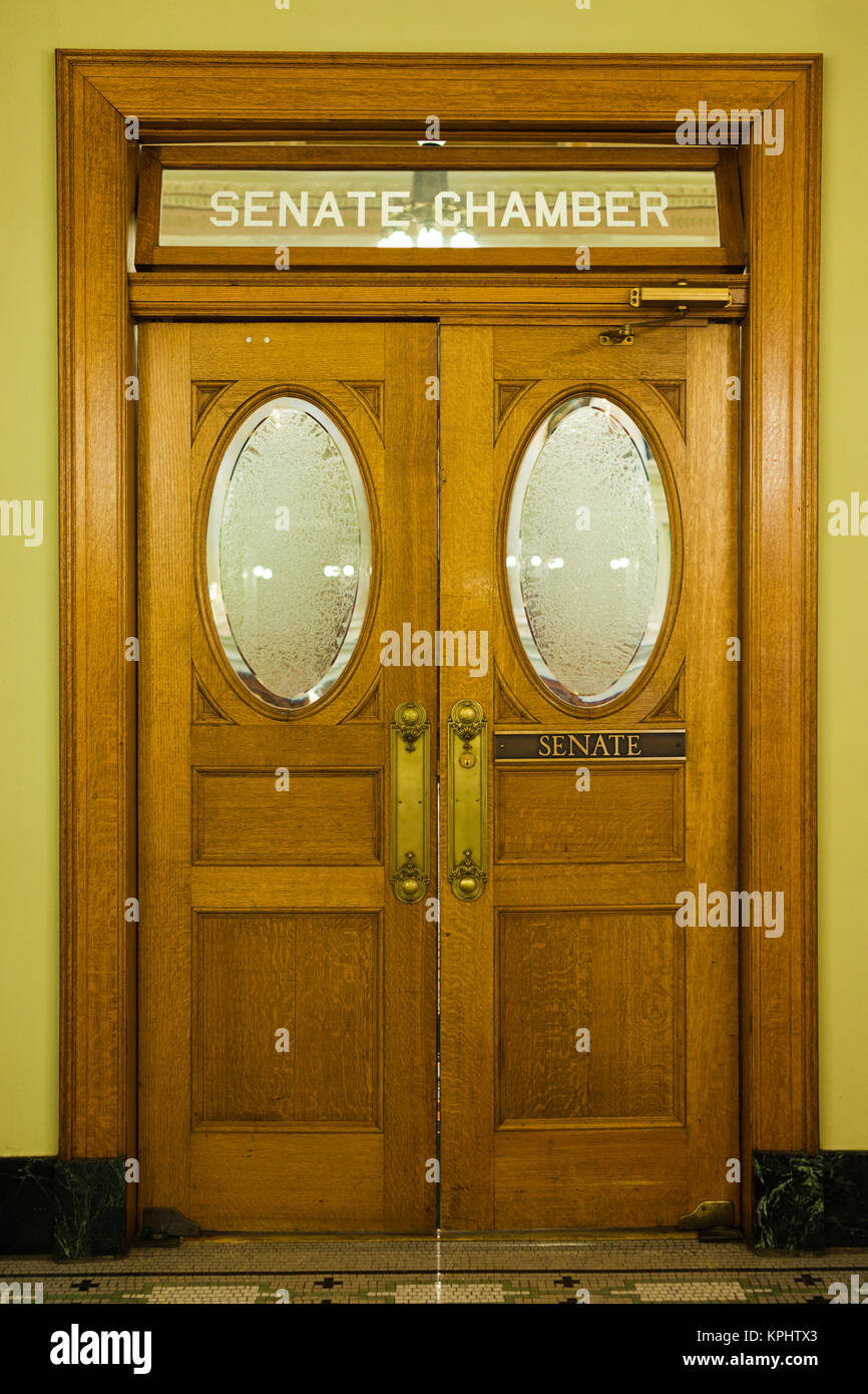 USA, South Dakota, Pierre, South Dakota State Capitol, Senate Chamber ...