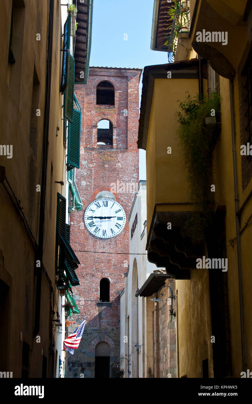 Europe, Italy, Lucca. Clock Tower of Lucca Stock Photo - Alamy