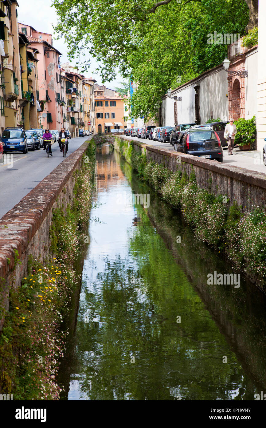 Europe, Italy, Lucca. Water channel Flowing through Lucca Stock Photo - Alamy
