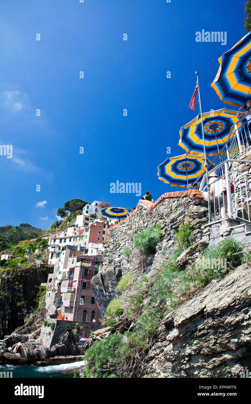 Europe. Italy. Cinque Terre. Manarola. Manarola Viewed from Beach Stock ...