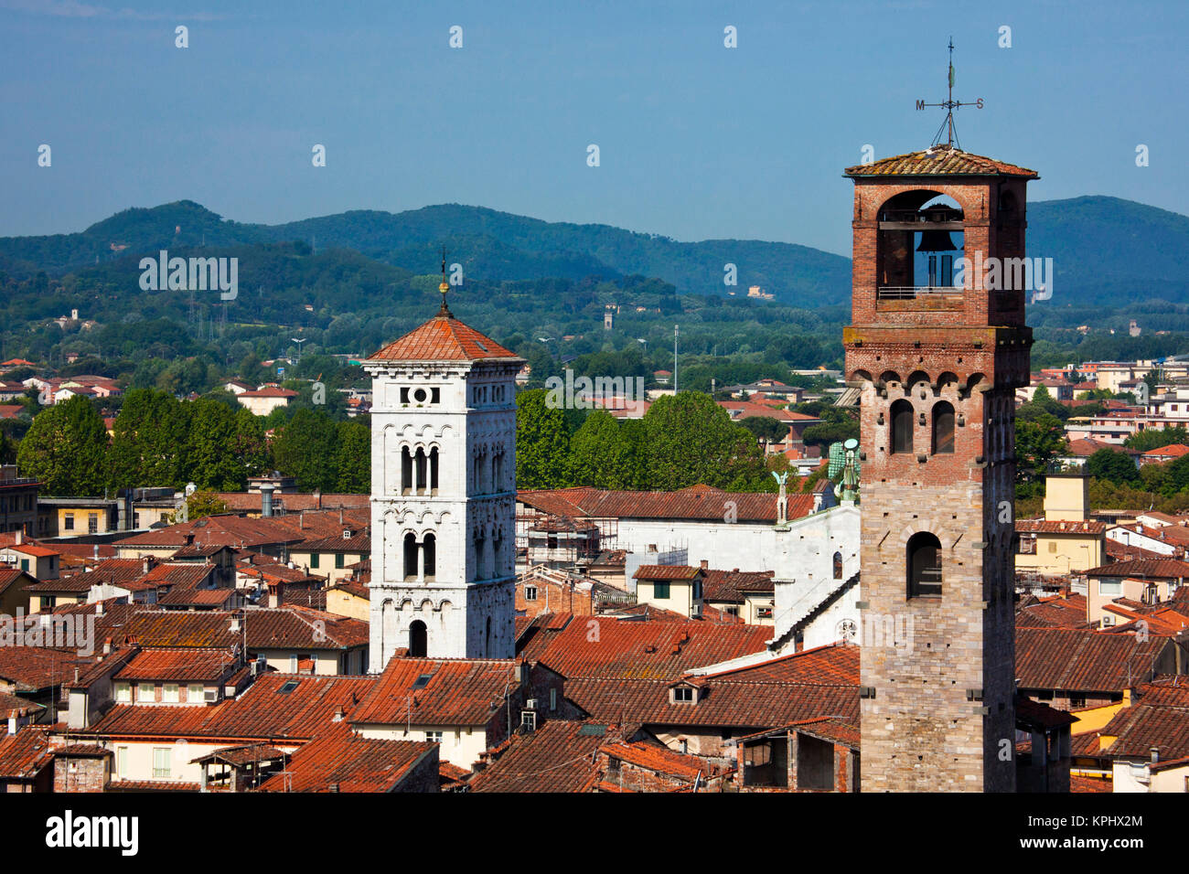 Europe, Italy, Lucca. Guinigi Tower, Torre delle Ore, clock tower ...