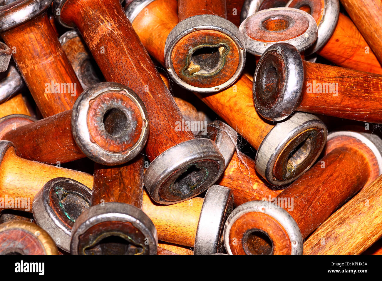 Empty wooden vintage weaving loom bobbins Stock Photo - Alamy
