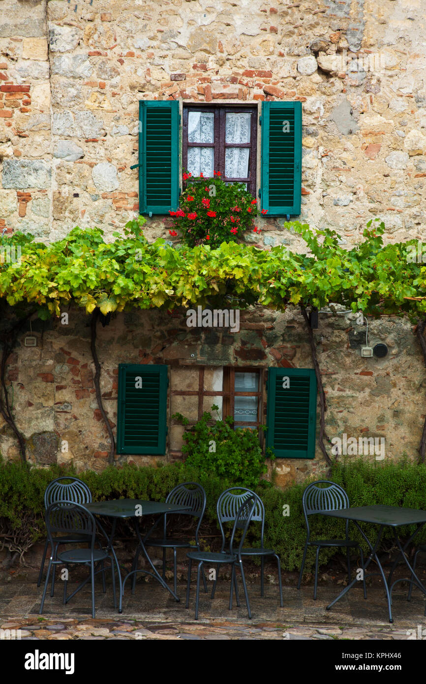 Window Box of Flowers and Dinning Table Stock Photo - Alamy