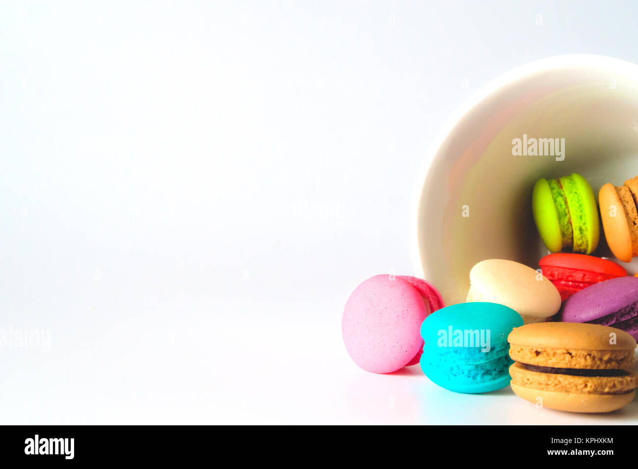 Colorful Macaron on white background Stock Photo - Alamy