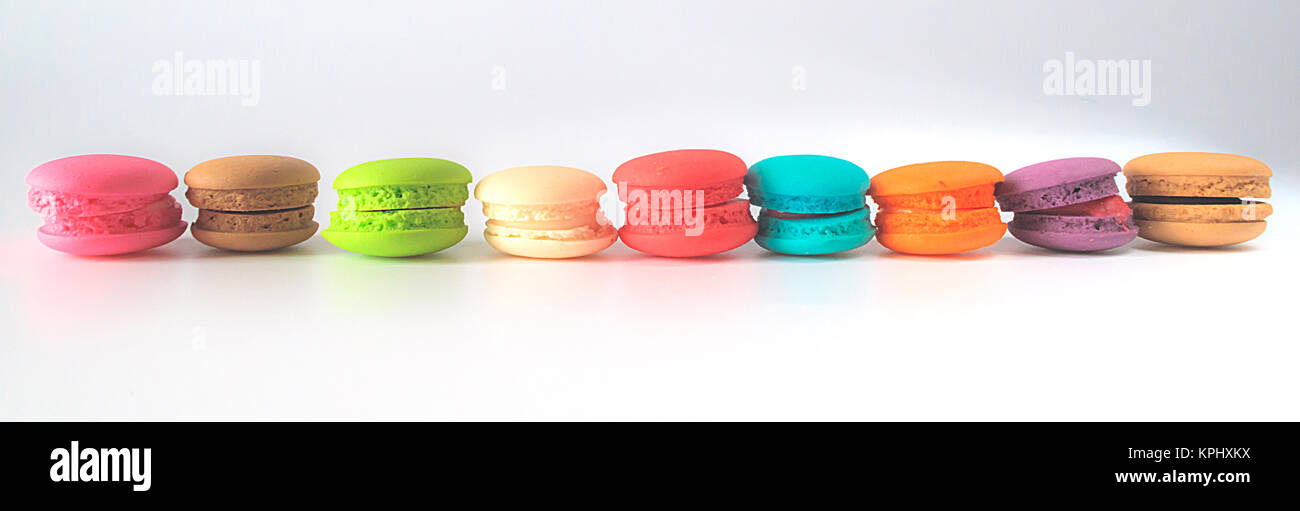 Colorful Macaron on white background Stock Photo - Alamy